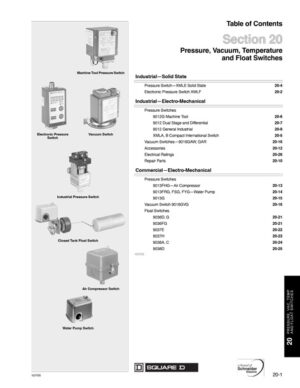SQUARE D - PRESSURE, VACUUM, TEMPERATURE & FLOAT SWITCHES - Boshart Industries