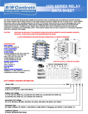 1500 SERIES RELAY - TECHNICAL SHEET - Boshart Industries